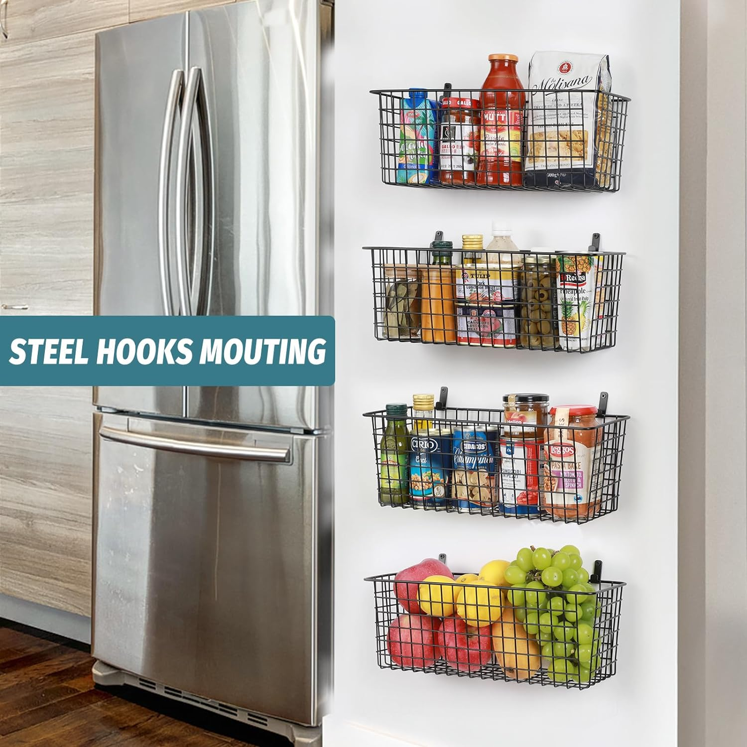 [2 Mounting Options of Adhesive Hook & Steel Hook], 4 Set EXTRA LARGE ...