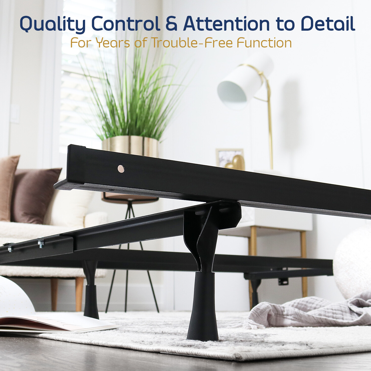 Metal Bed Frame Adjustable for Twin Full and Queen Size with Center ...