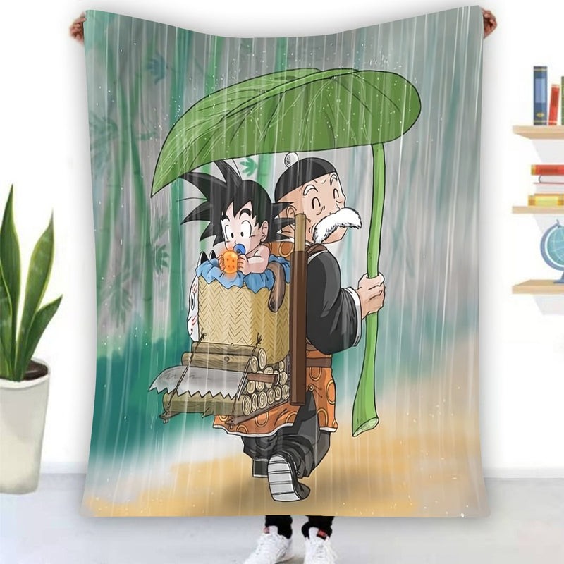 DBZ Kid Goku Super Saiyan Grandpa Gohan Cover Rain Cute Design Blanket ...