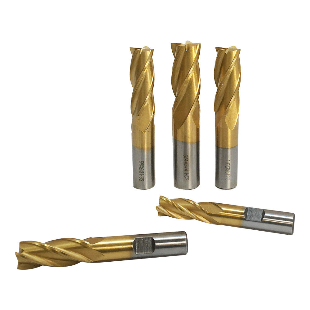 20 Pc HSS Tin Coated End Mill Set 4 & 2 Flute 3/8'' - 3/4'' Milling ...