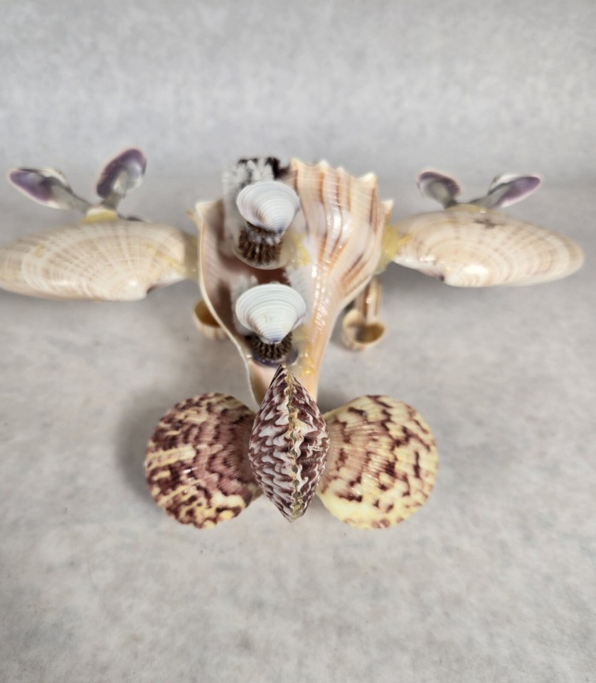 Vintage Sea Shell Art Airplane Sculpture Figure Pilot Nautical Folk Art ...