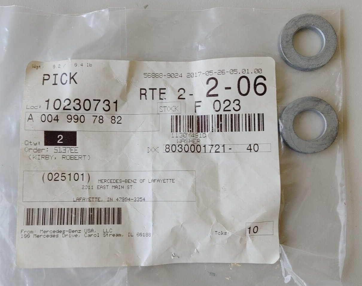 2 New Genuine OEM Mercedes-Benz Lower Control Arm Washers (2 pcs) 004 ...