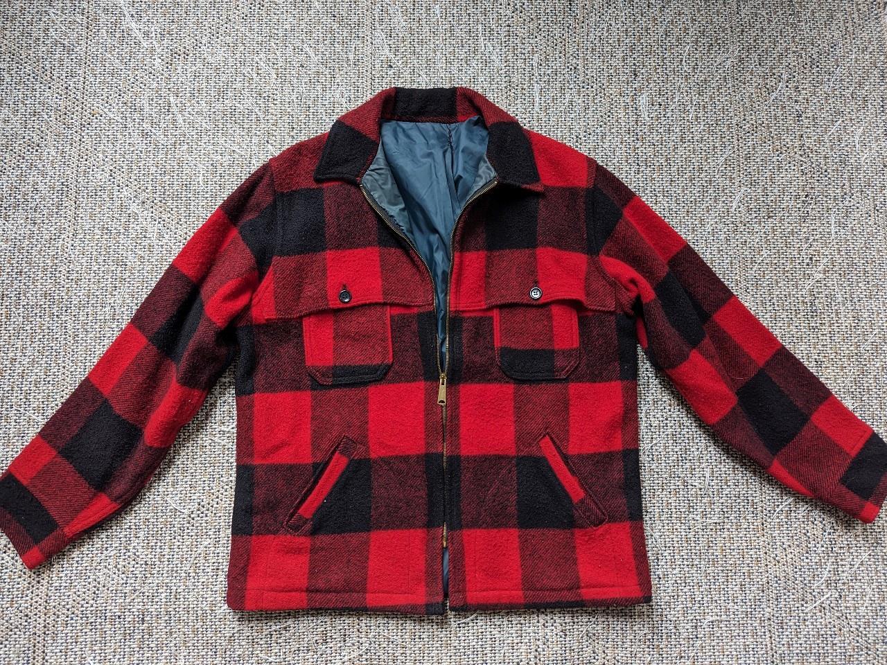 vintage 1950s wool BUFFALO PLAID hunting jacket 42 ma… - Gem
