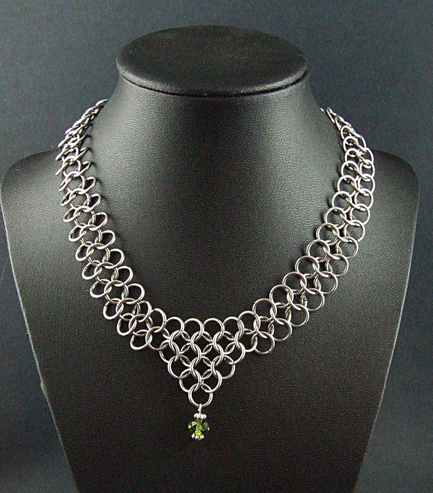 Green Crystal Stainless Steel Chainmail Necklace Cosplay LOTR Pirate ...