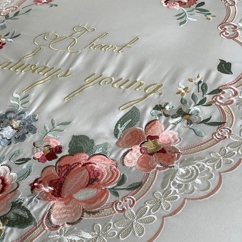 Luxury Pastoral Flowers Embroidery 100s Satin Egyptian Cotton Bedding