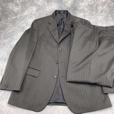 Andrew Fezza Suit Men 40R/34W x 30L Olive Green Pinstripe Super 100s ...