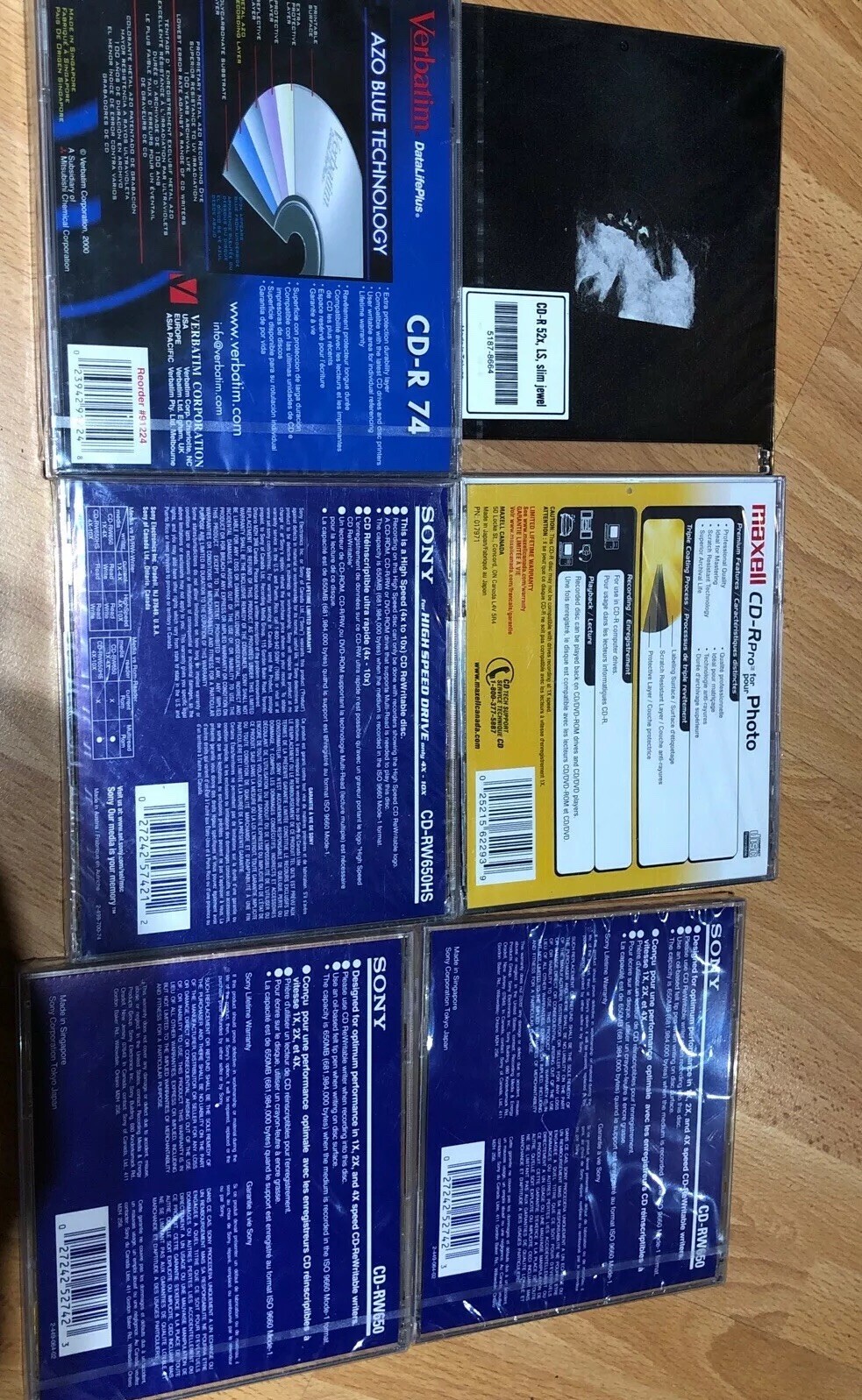 Blank Cd-r Cd-rw Data Media Lot Of 7 New Sealed Datalifeplus Blue Sony ...