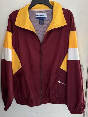 80's Champion Maroon Gold White Nylon Windbreaker Bomber Jacket Full ...