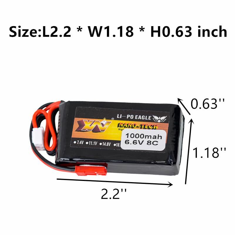 6.6V 8C 1000mAh lifepo4 Battery for Receiver MC6A MC6B Futaba 4PX 14SG ...