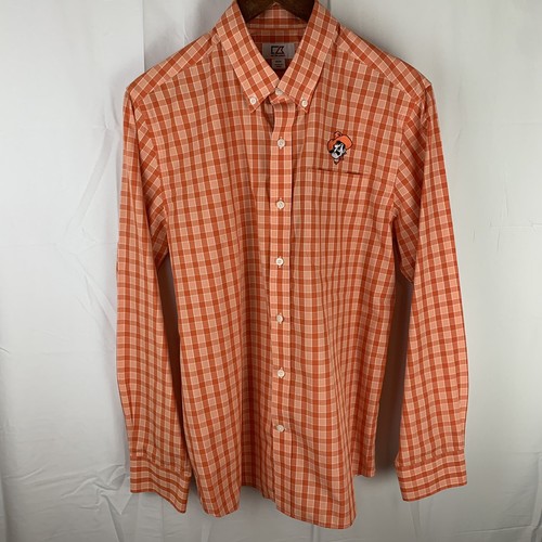 OSU Cutter & Buck Oklahoma State Cowboys Men's M Orange Plaid Button Down Shirt | eBay
