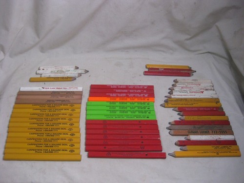 large vintage carpenter pencil lot 54 wooden wood wide pencils used ...