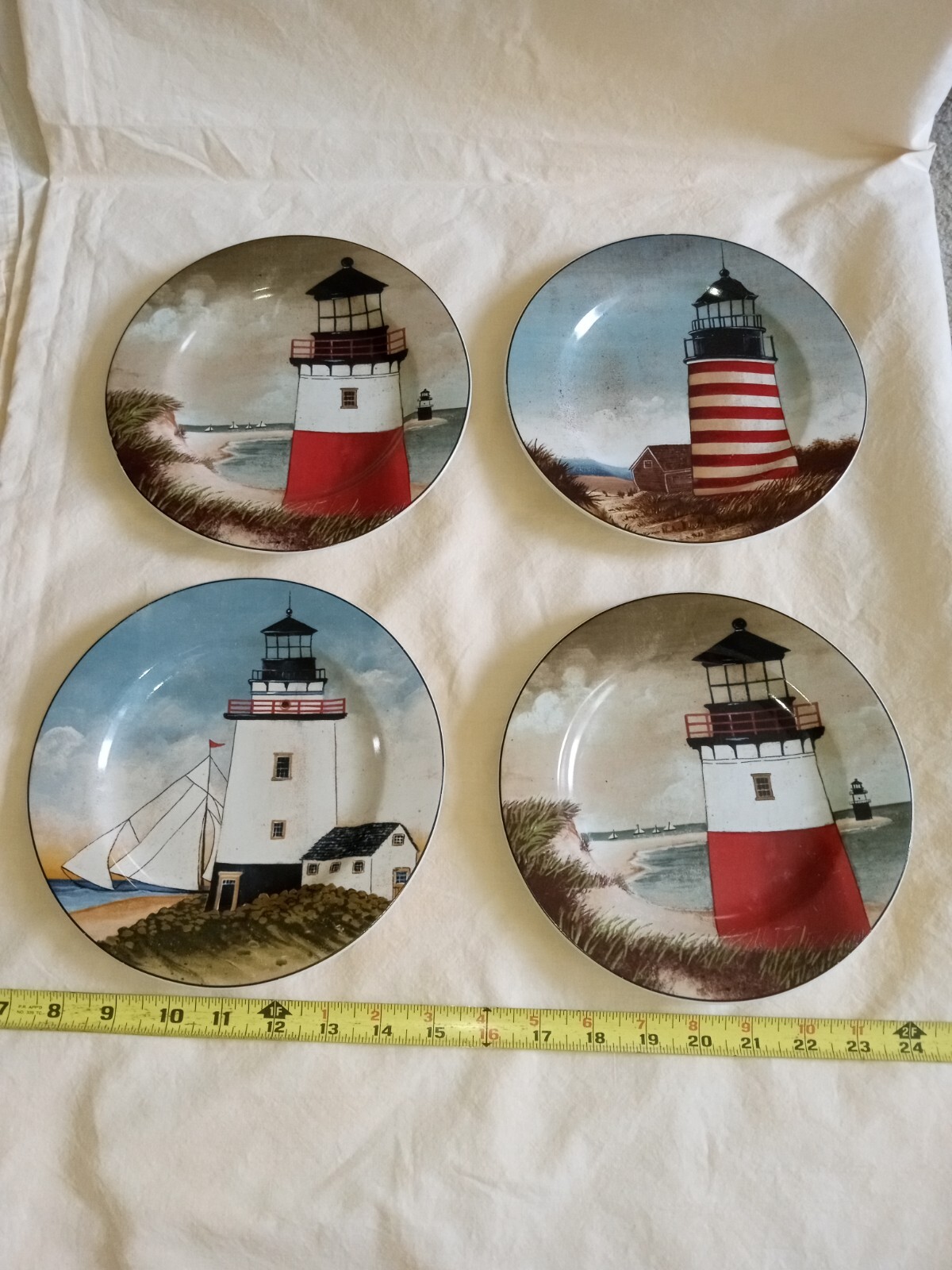 David Carter Brown Collection By The Sea Lighthouse Salad Plates Oneida ...