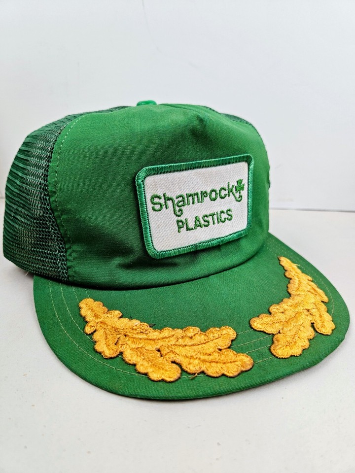 Vintage USA MADE Shamrock Plastics Patch Scrambled Trucker Hat Snapback ...