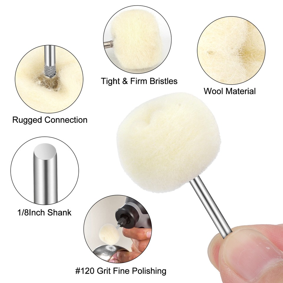 40x Mini Wool Felt Buffing Polishing Wheels 1/8 inch Shank Buffer ...