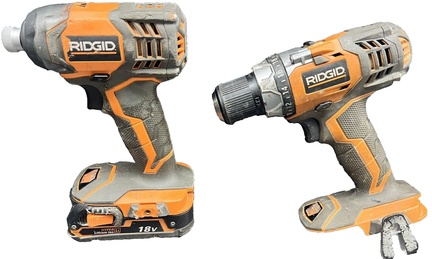 RIDGID TOOLS R86008 1/2" CORDLESS DRILL & r86034 Impact w/ battery ...