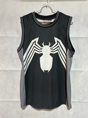 Vtg Venom Jersey Marvel Comics Mad Engine Basketball Spiderman Black ...