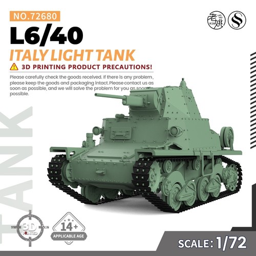 SSMODEL 72680 1/72 25mm Military Model Kit Italy L6/40 Light Tank | eBay