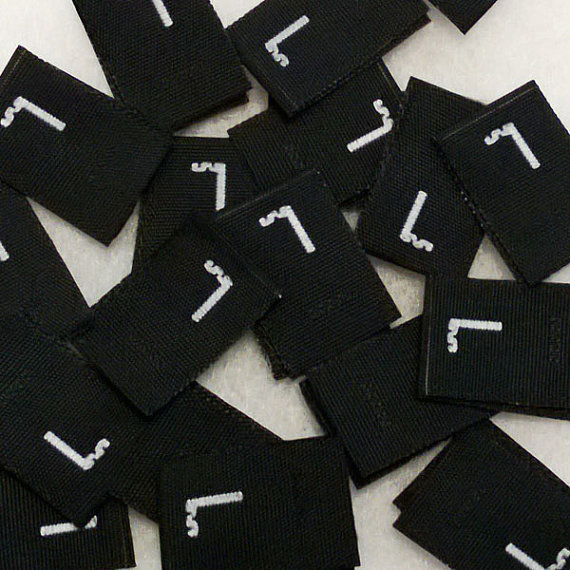 Black Size Tabs Labels XS,S,M,L,XL,XXL,XXXL Woven Clothing Garment Size ...