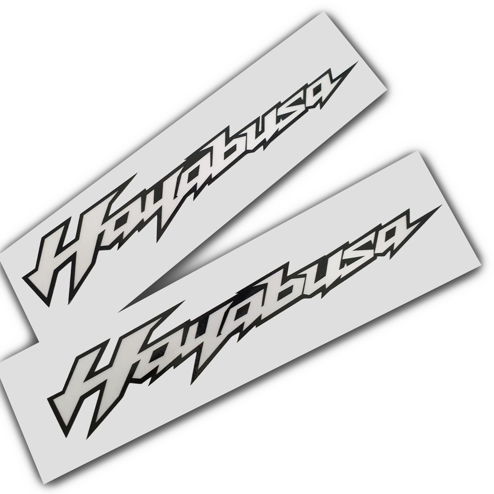 Hayabusa REFLECTIVE motorcycle decals graphics white and black x 2 | eBay