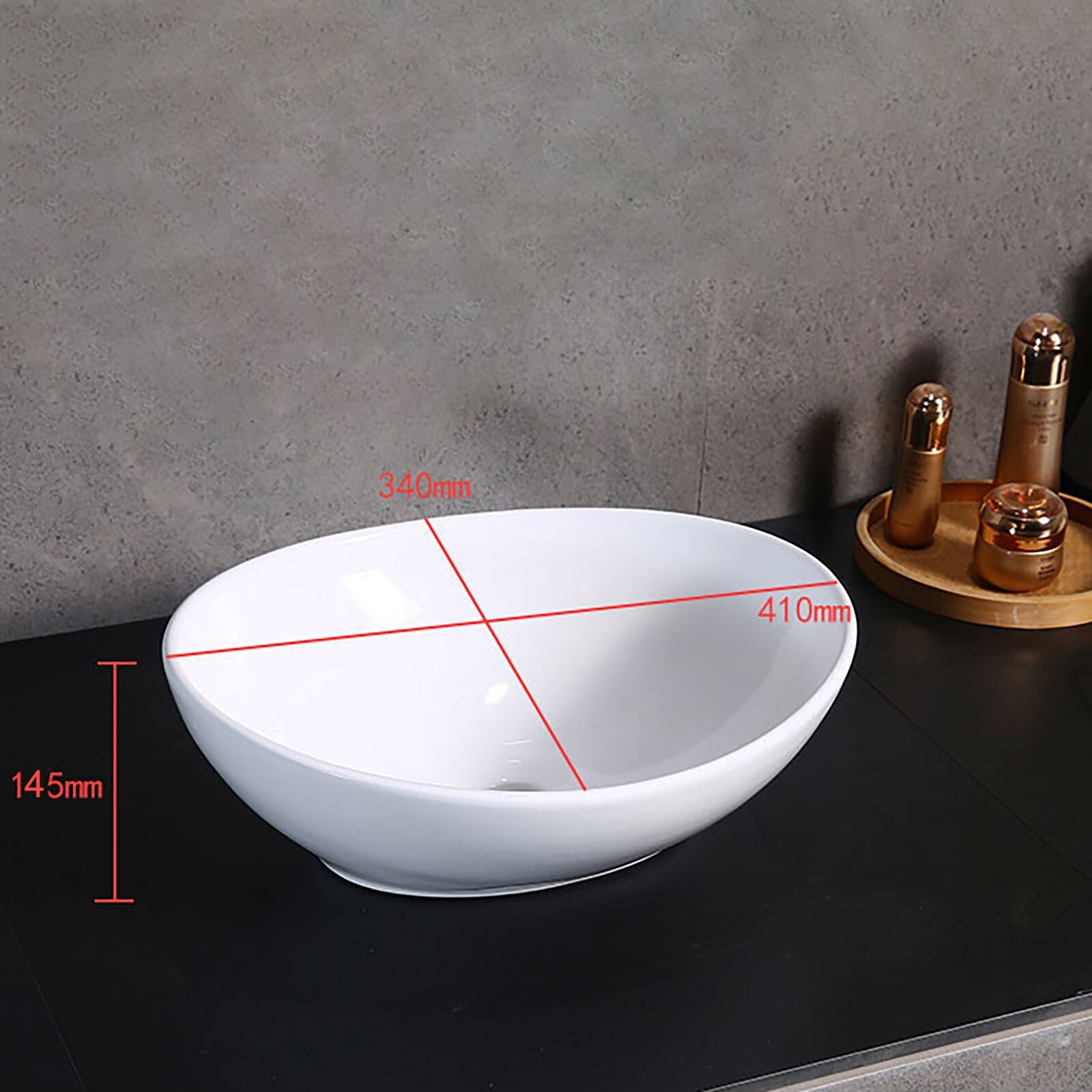 41cm Bathroom Oval Counter top Basin Sink Bowl Ceramic Vessel Sink ...