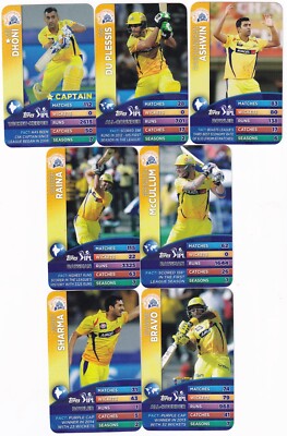 2015 TOPPS CHENNAI SUPER KINGS IPL TRUMP CRICKET CARD TEAM SET MS DHONI ...