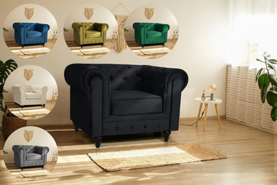 Chesterfield 1-Seater Velvet Single Armchair Tufted Single Seater ...