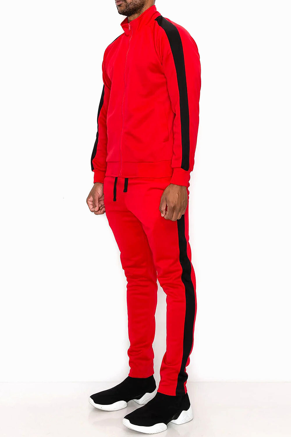 Men's Sports Track Pants & Jacket Essential Side Stripe Track Suit Set ...