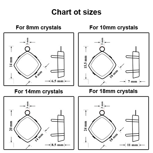 Brass Bail/Base for Embedding 4460 Magical Square Fancy Stones Crystals ...