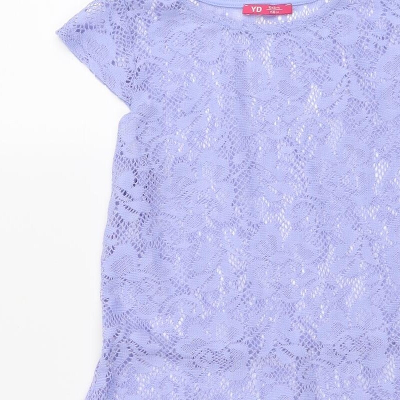 Young Dimension Girls Purple Floral Polyester blend Blouse Size 12-13 ...