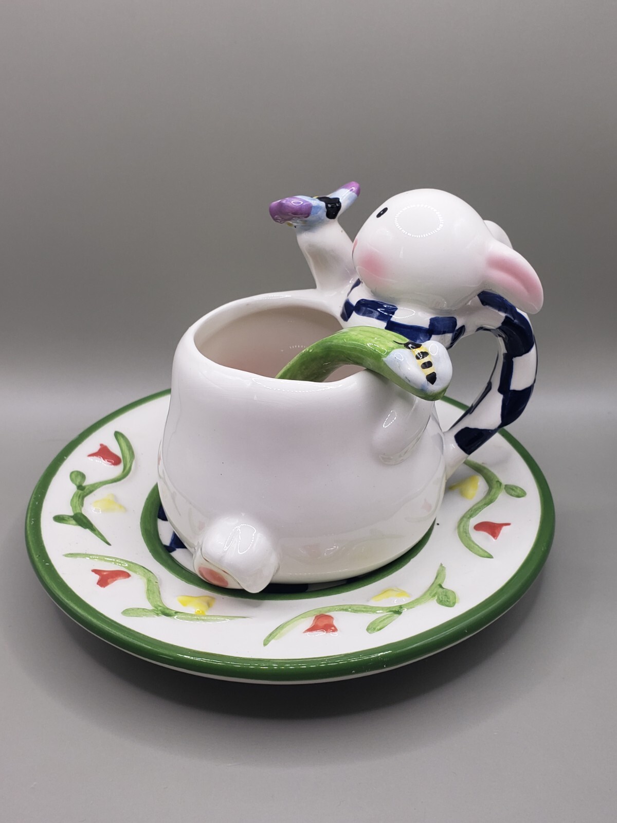 Easter Bunny Tea Cup Set Figural Rabbit Spring Cup Saucer Spoon ...