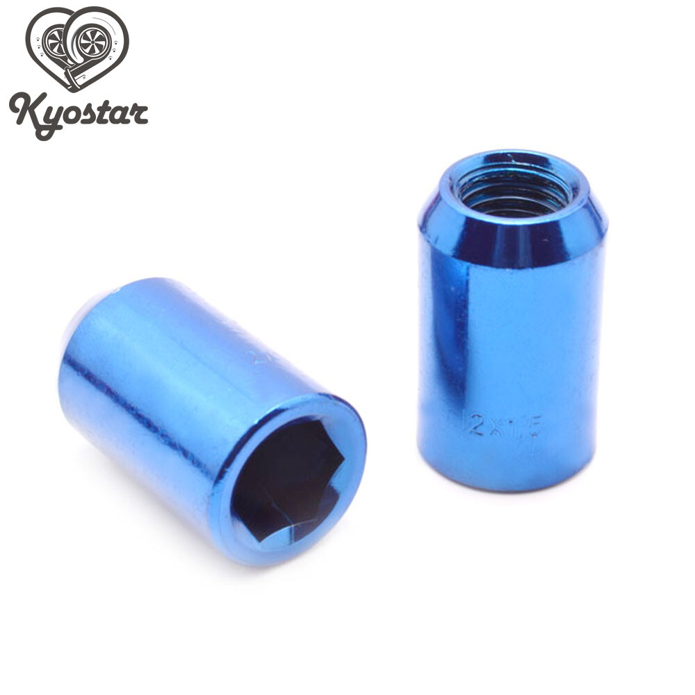 20Pcs Blue M12x1.5mm Steel Wheel Rim Racing Lug Nuts Kit Open Ended Key ...