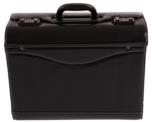 New Black Leather Pilot Case Large Briefcase Flight Bag Cabin Doctors ...