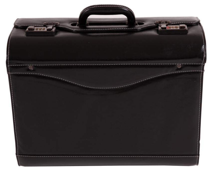 New Black Leather Pilot Case Large Briefcase Flight Bag Cabin Doctors ...
