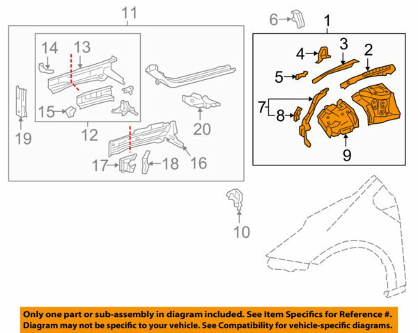 53702-47101 Toyota Apron sub-assy, front fender, lh 5370247101, New ...