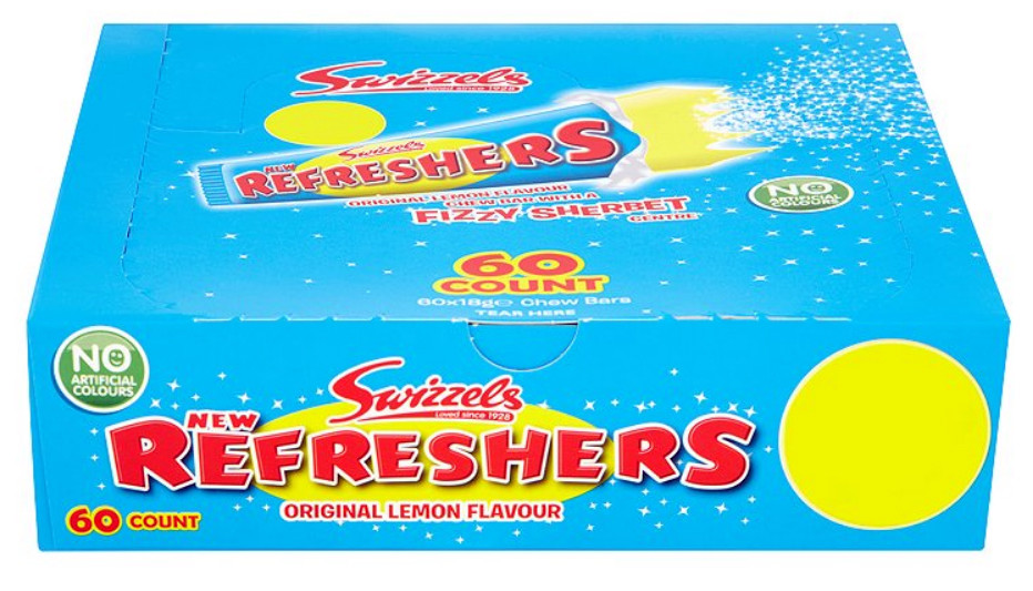Swizzels Box Of 60 Refreshers Strawberry / Original / Lemon Chew Bars ...