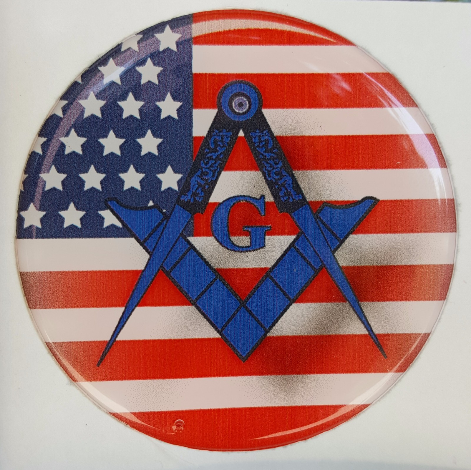 Round Vinyl American Flag Square and Compass Mason window emblem USA ...
