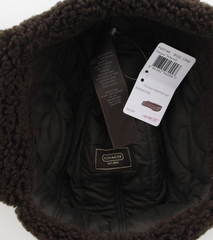 Coach Trapper Hat Fatigue Tattersall Plaid Faux Shearling Lining ...