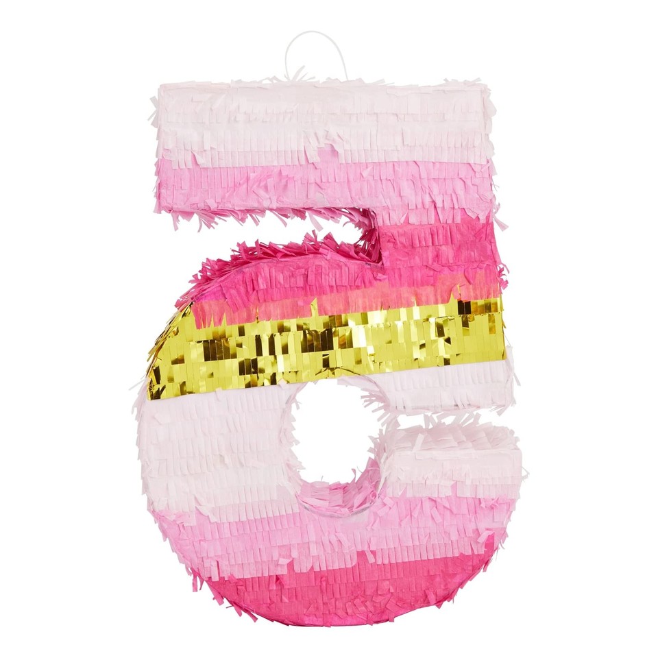 Number 5 Pinata Pink Gold Foil 16.5"x11.6" Birthday Party Decor Girls ...