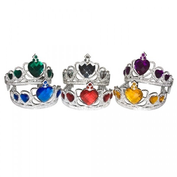 Princess Ruby Heart Tiara Gem Crown Headband Queen Adult Child Silver ...