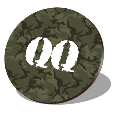 1 x Round Coaster - Letters QQ Camouflage Army Military Initial #269666 ...