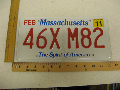 2011 11 MASSACHUSETTS MA MASS LICENSE PLATE #46XM82 NATURAL STICKER | eBay