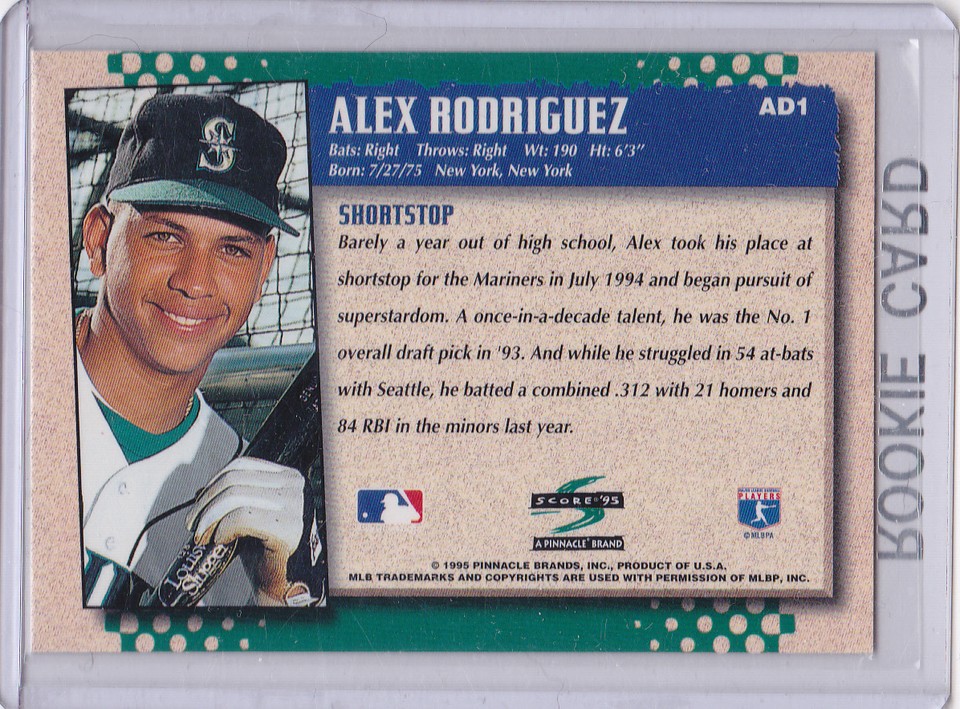 Alex Rodriguez ROOKIE CARD Score RC Foil INSERT Seattle Mariners NY ...