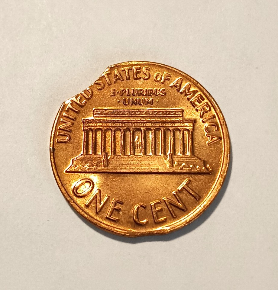 Mint Error 1970-S BU RED LINCOLN Cent DOUBLE CLIPPED PLANCHET LOC A001 ...