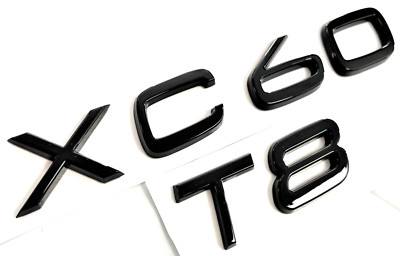 BLACK XC60 + T8 For VOLVO XC60 REAR TRUNK NAMEPLATE EMBLEM BADGE ...