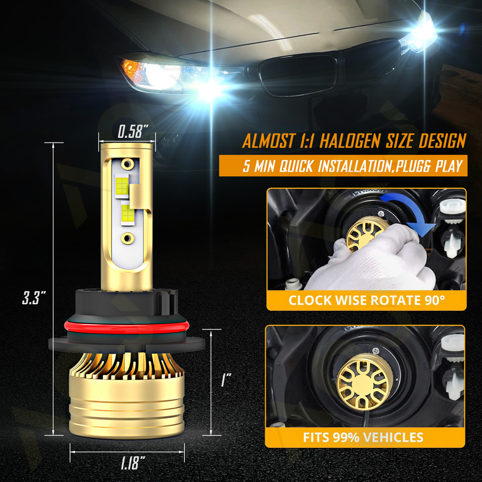 For Mustang Gt Svt Cobra 1999-2003 6000k LED Headlight High/Low Beam ...