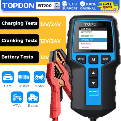 TOPDON BT200 Car Battery Tester 24V 12V Load Tester 100-2000CCA Digital ...