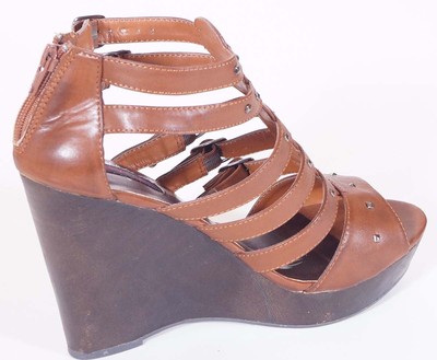 Material Girl Toro Womens Brown Open Toe Platform Wedges Sandals Shoes ...