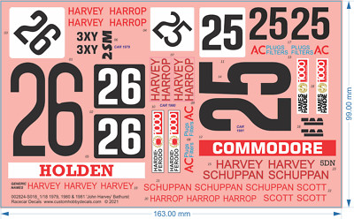 'John Harvey' Bathurst Racecar Decals - 1/18 - Water Decal | eBay