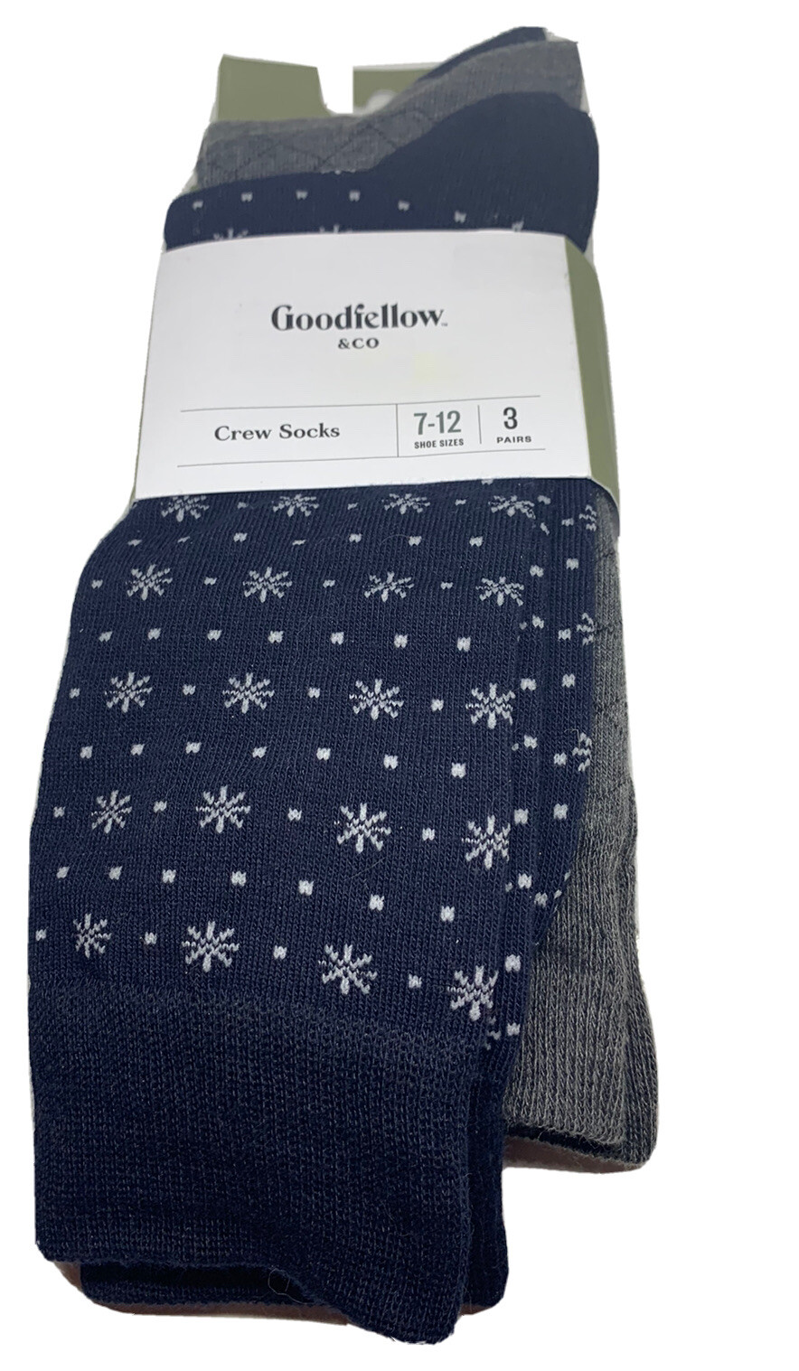 Goodfellow & Co Mens Crew Socks 3 Pairs Shoe Size 7-12 Lightweight Blue ...