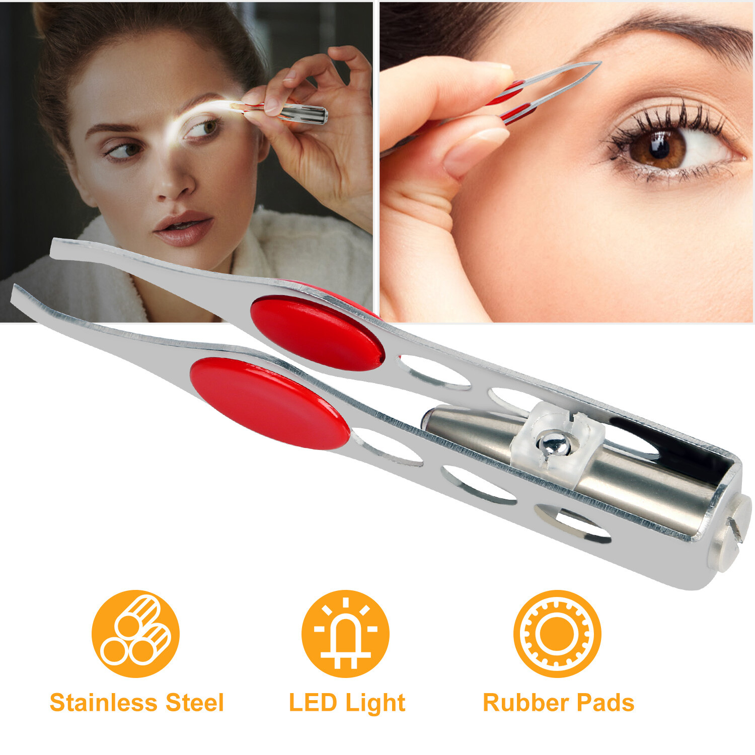 New 1x Portable Tweezer With LED Light Hair Removal Eyebrow Beauty Make ...